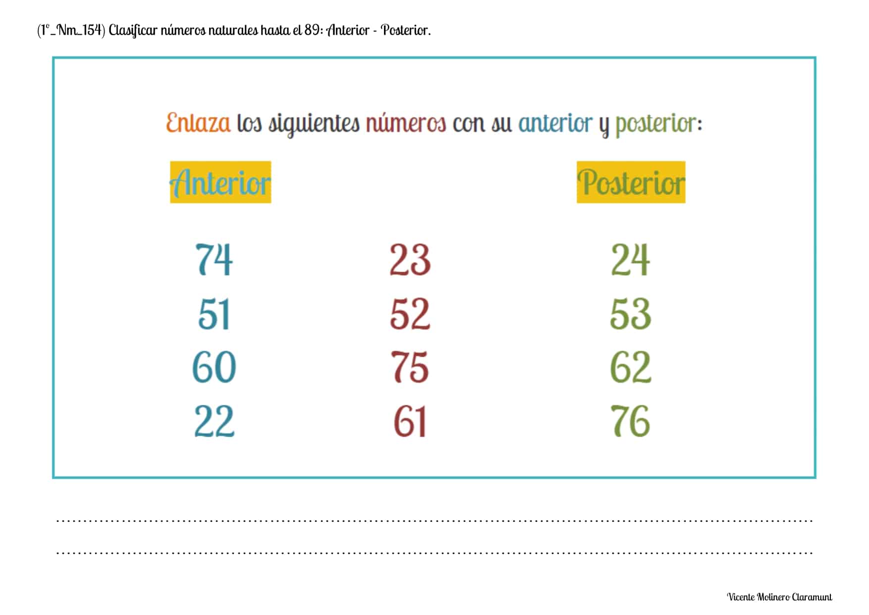 💙 NÚMEROS DEL 80 AL 90 💙 Primero de Educación Primaria (6 años)