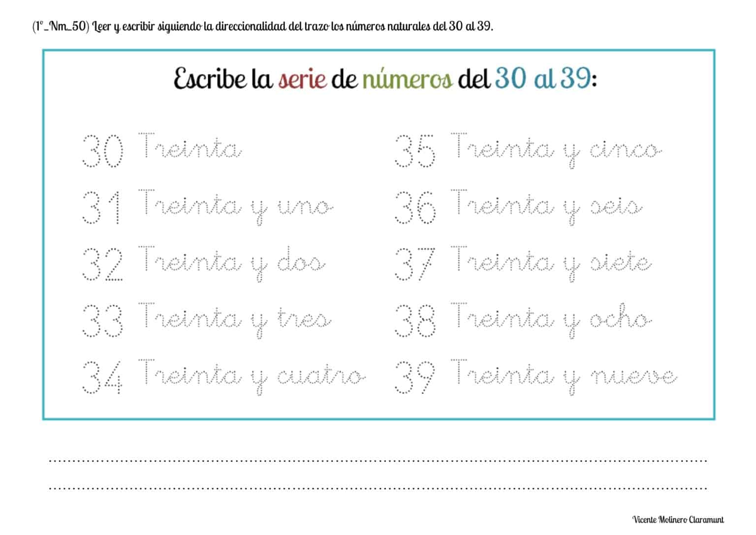 💙 NÚMEROS DE 0 A 39 💙 Primero de Educación Primaria (6 años)