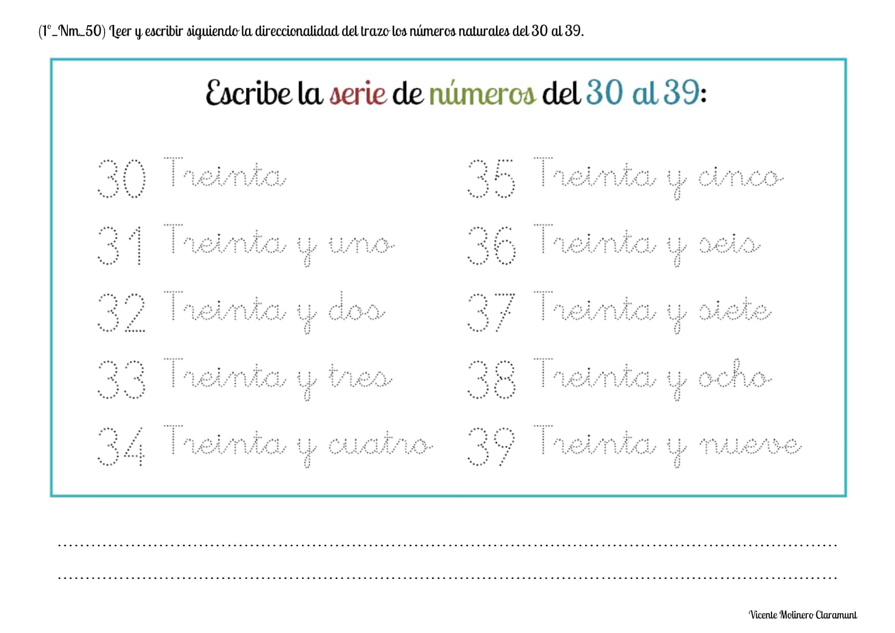 💙 NÚMEROS DE 0 A 39 💙 Primero de Educación Primaria (6 años)