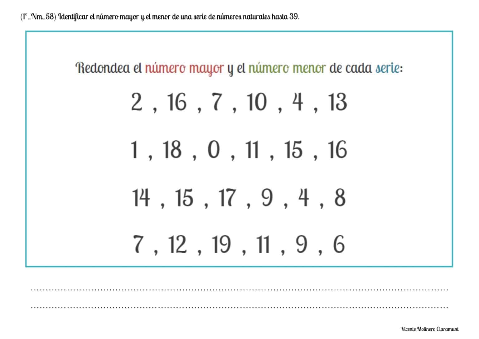 💙 NÚMEROS DE 0 A 39 💙 Primero de Educación Primaria (6 años)