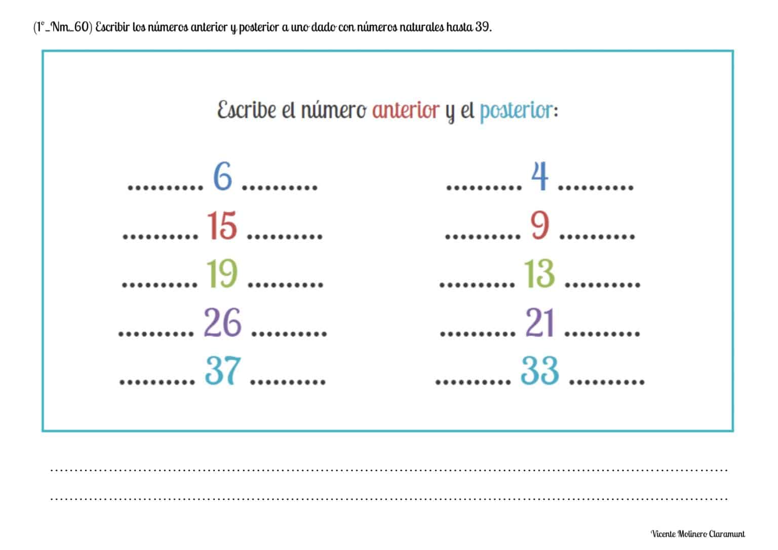 💙 NÚMEROS DE 0 A 39 💙 Primero de Educación Primaria (6 años)