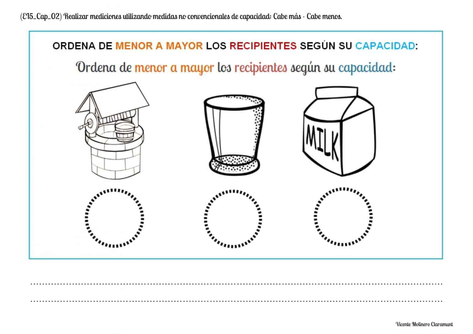 💙 MEDIDAS DE CAPACIDAD 💙 Educación Infantil 5 años