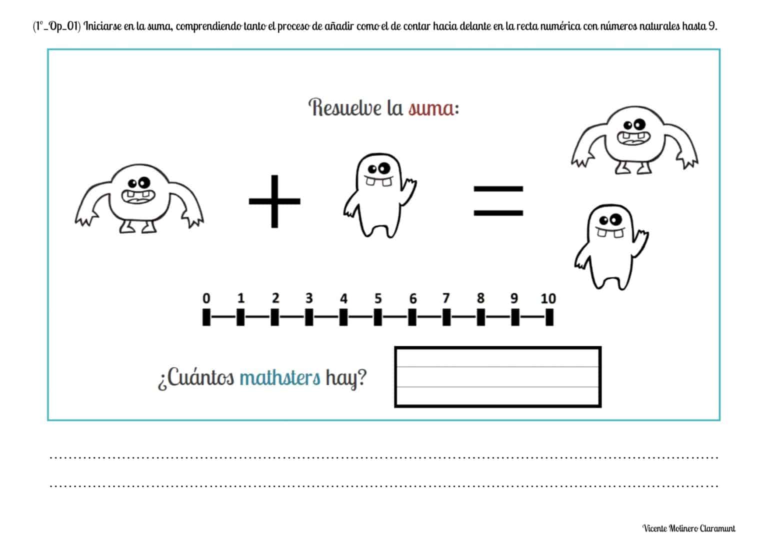 🔢 Sumar en Vertical con Números hasta 9 🔢 PDF