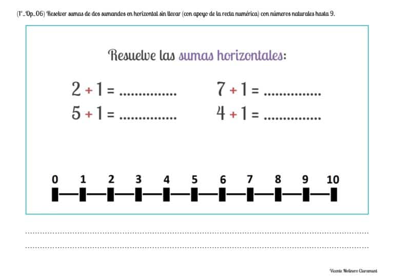 🔢 Sumar en Vertical con Números hasta 9 🔢 PDF