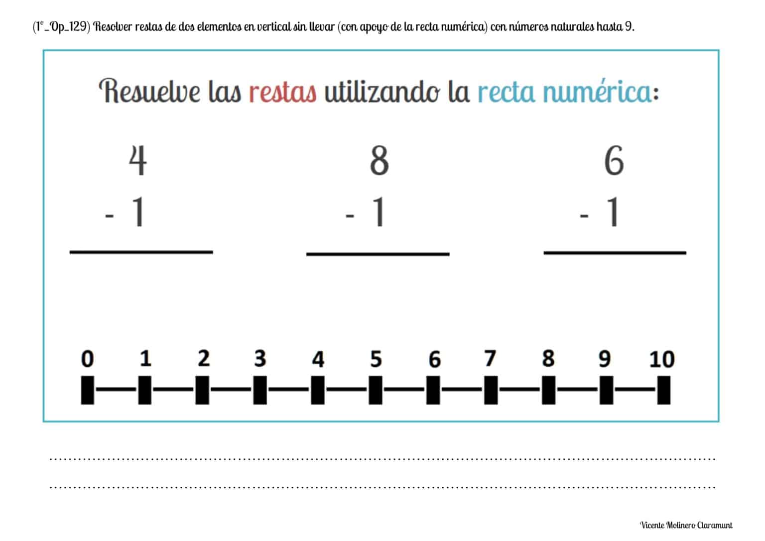 📚 Restar del 0 al 10 📚 1º Educación Primaria