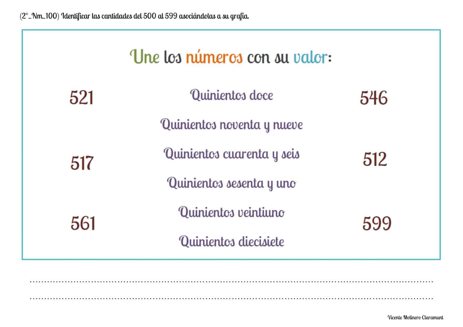 📚 Números del 500 al 600 📚 2º Educación Primaria