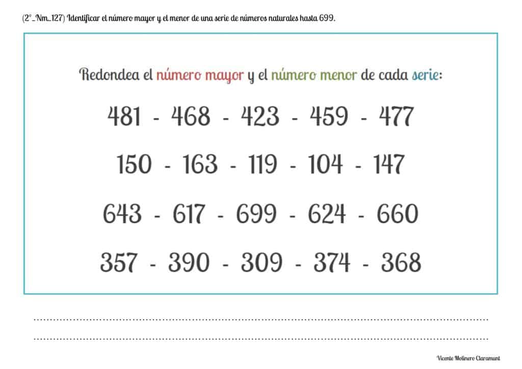 💙 NÚMEROS DE 600 A 699 💙 Segundo de Educación Primaria (7 años)