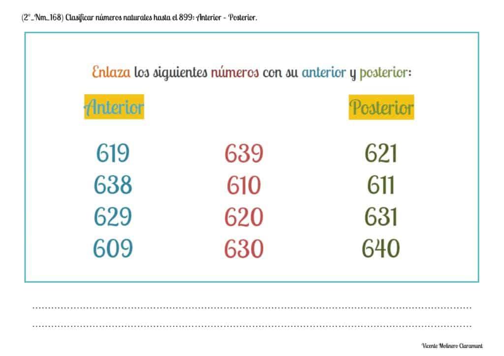 💙 NÚMEROS DE 800 A 899 💙 Segundo de Educación Primaria (7 años)