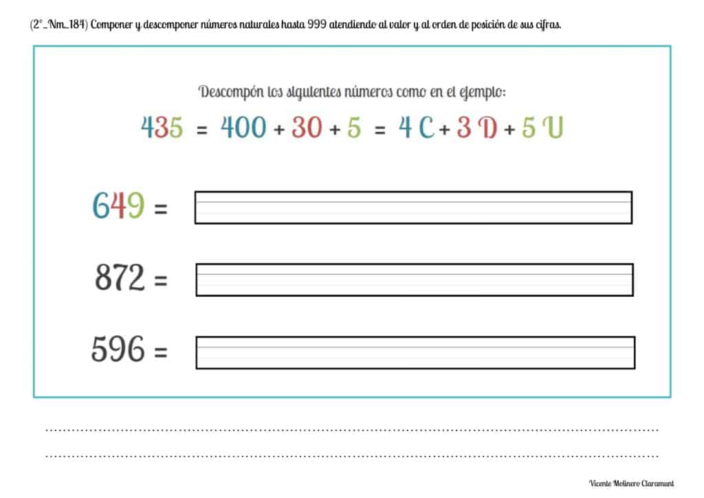 💙 NÚMEROS DE 900 A 999 💙 Segundo de Educación Primaria (7 años)