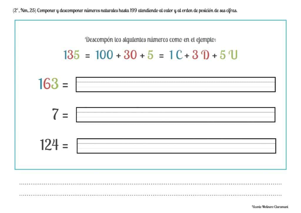 💙 NÚMEROS DE 100 A 199 💙 Segundo de Educación Primaria (7 años)