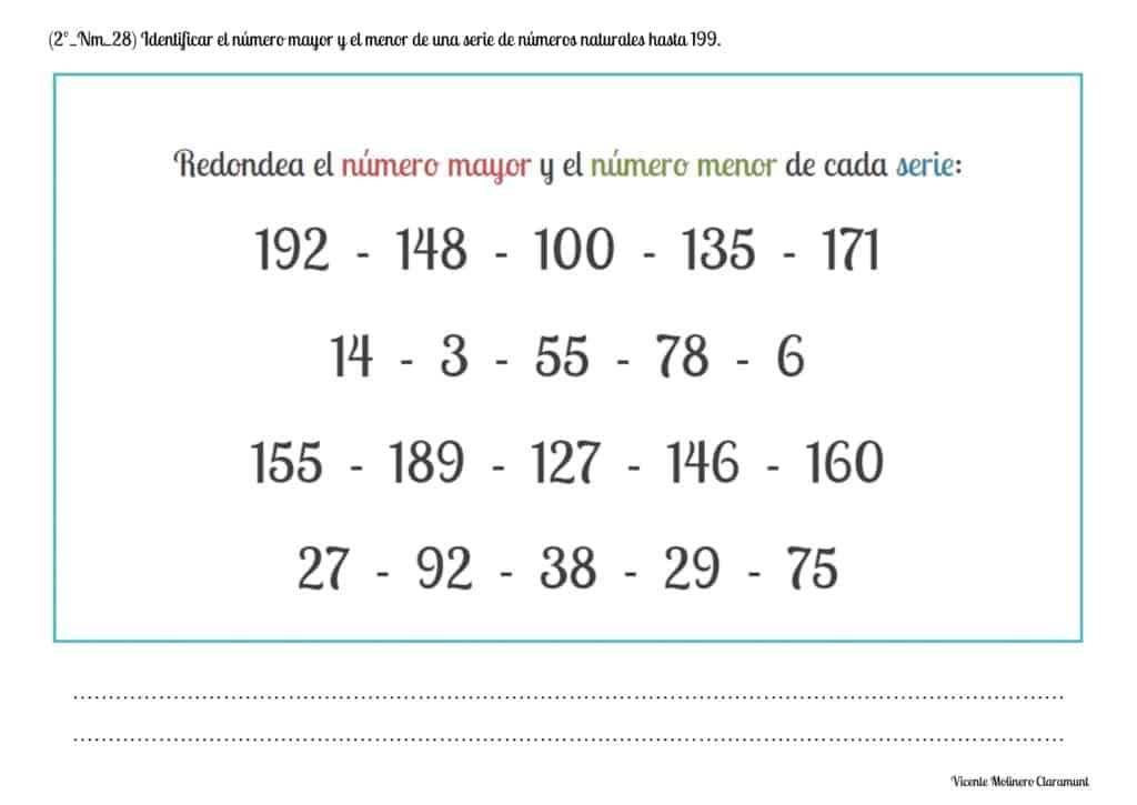 💙 NÚMEROS DE 100 A 199 💙 Segundo de Educación Primaria (7 años)