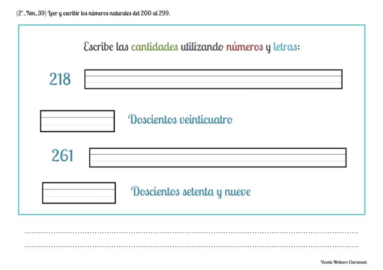 📚 Números del 200 al 300 📚 2º Educación Primaria