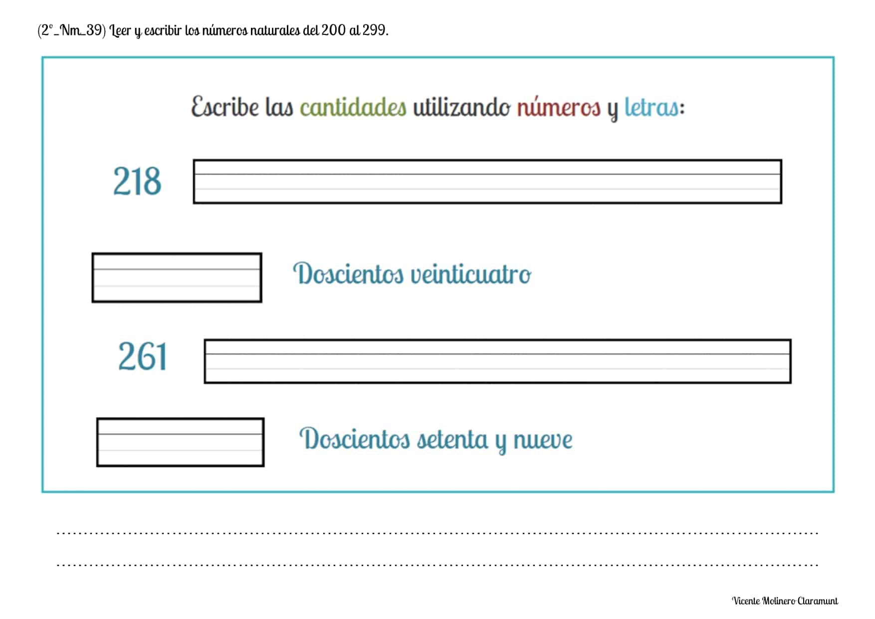 📚 Números del 200 al 300 📚 2º Educación Primaria