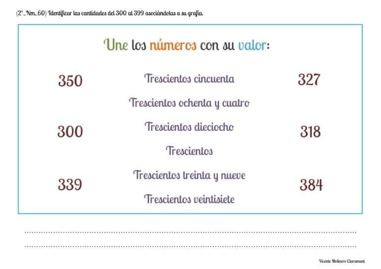 💙 NÚMEROS DE 300 A 399 💙 Segundo de Educación Primaria (7 años)