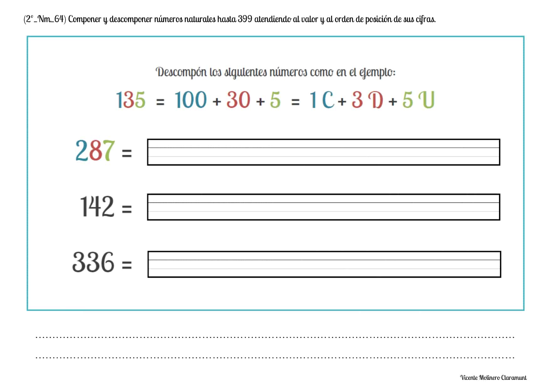 💙 NÚMEROS DE 300 A 399 💙 Segundo de Educación Primaria (7 años)