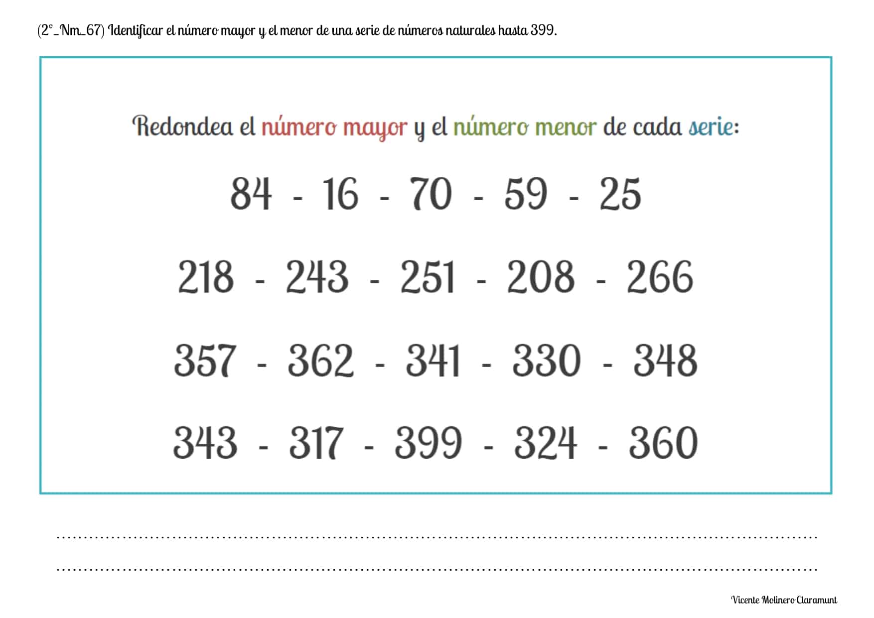 💙 NÚMEROS DE 300 A 399 💙 Segundo de Educación Primaria (7 años)