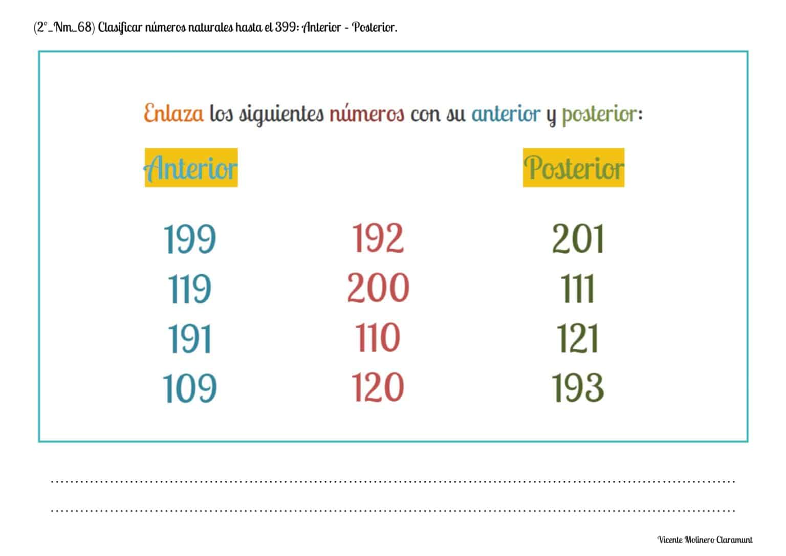 💙 NÚMEROS DE 300 A 399 💙 Segundo de Educación Primaria (7 años)