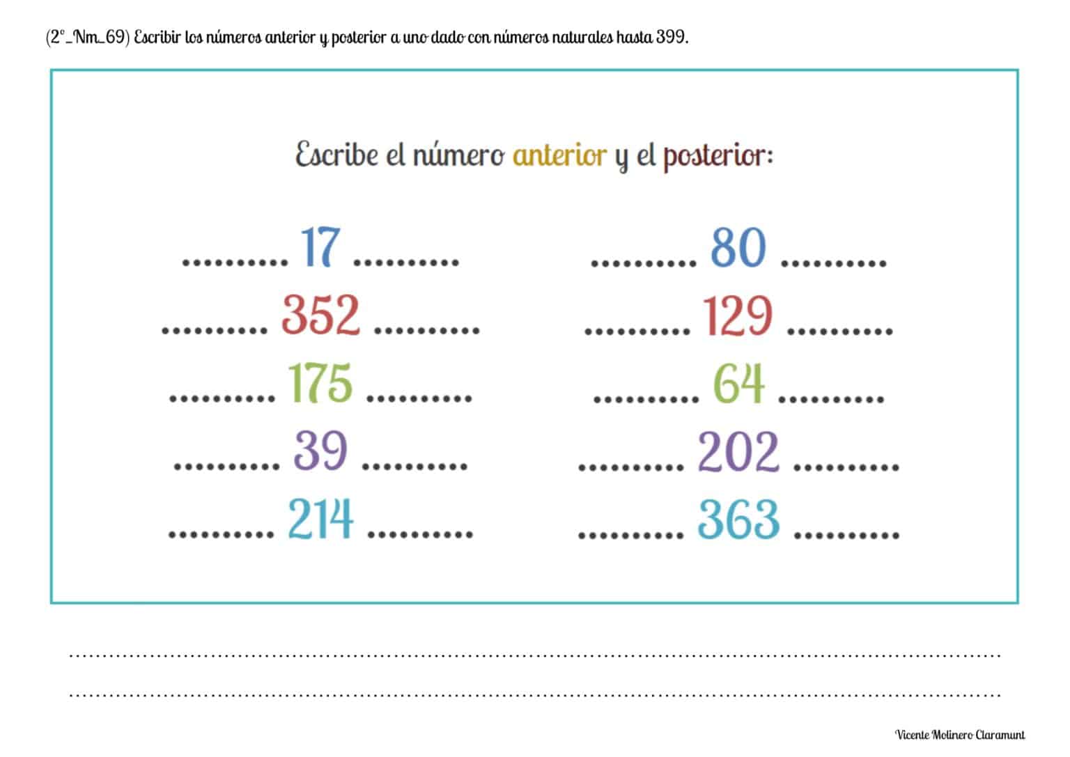 💙 NÚMEROS DE 300 A 399 💙 Segundo de Educación Primaria (7 años)