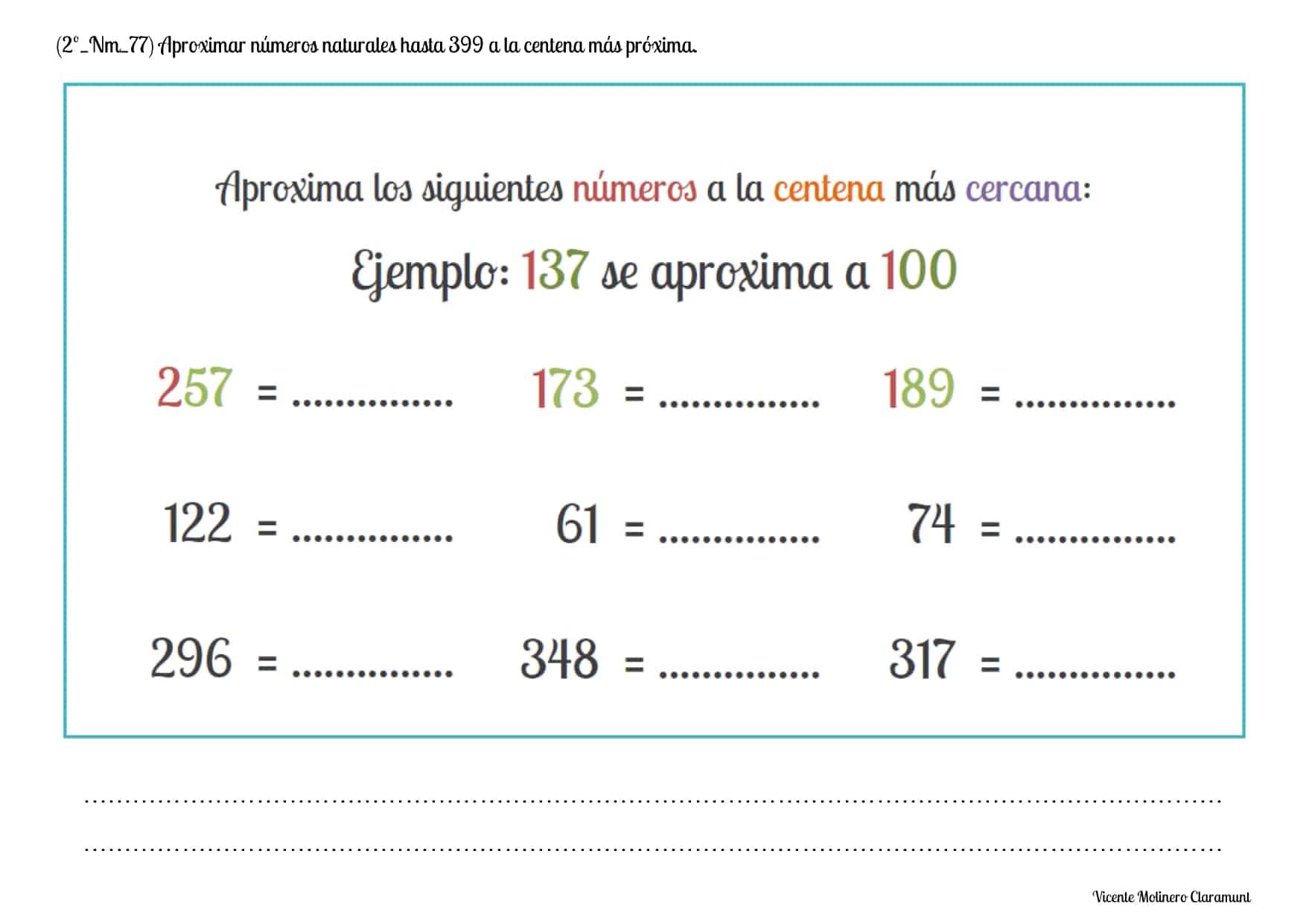💙 NÚMEROS DE 300 A 399 💙 Segundo de Educación Primaria (7 años)