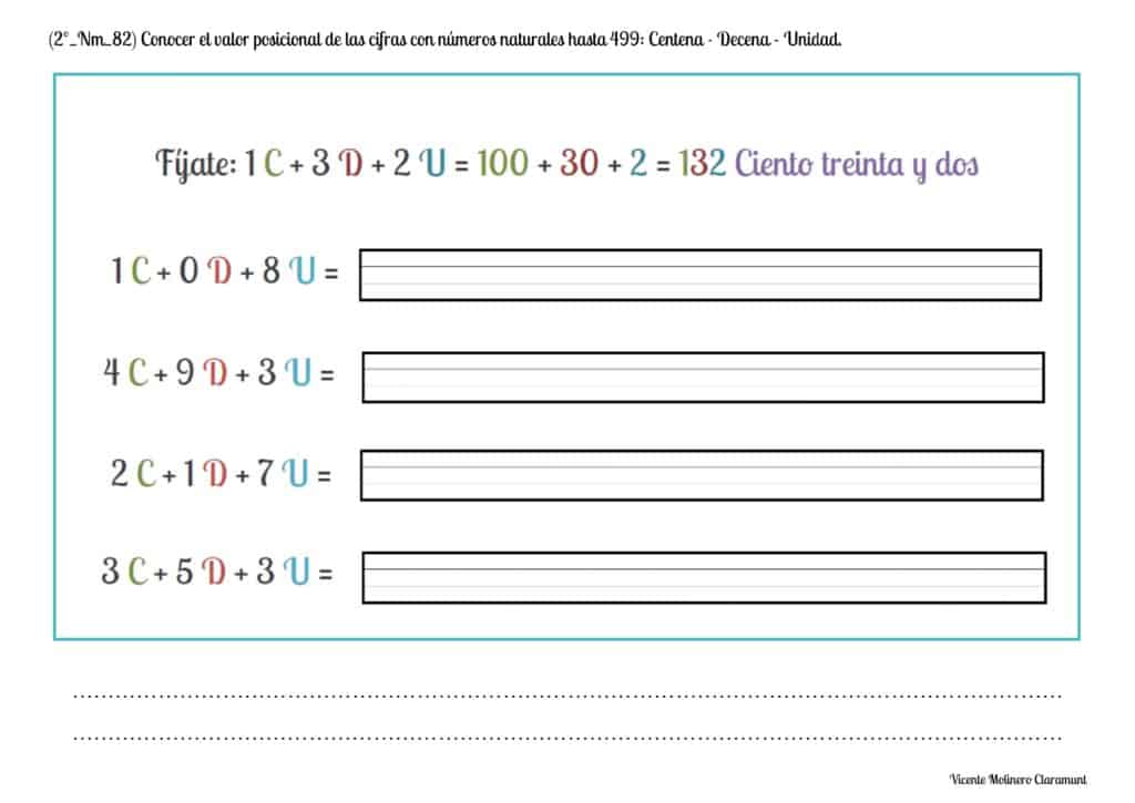 💙 NÚMEROS DE 400 A 499 💙 Segundo de Educación Primaria (7 años)