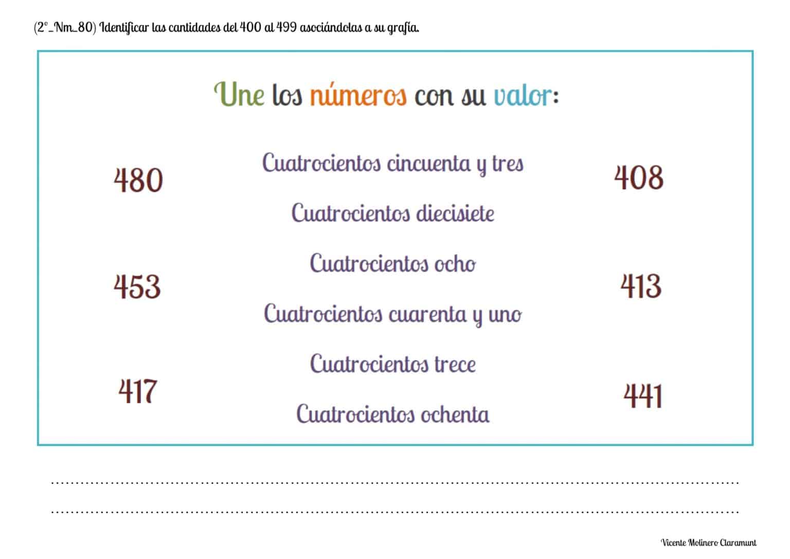 📚 Números del 400 al 500 📚 2º Educación Primaria