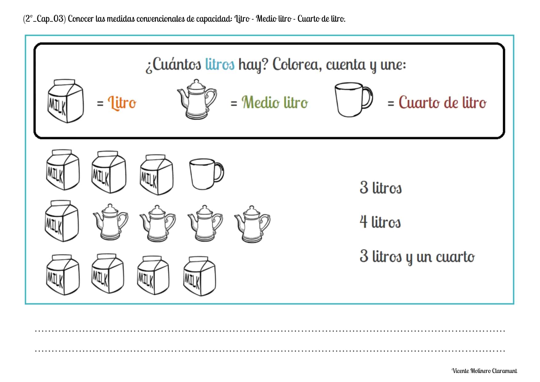 💙 MEDIDAS DE CAPACIDAD 💙 Segundo Educación Primaria (7 años)