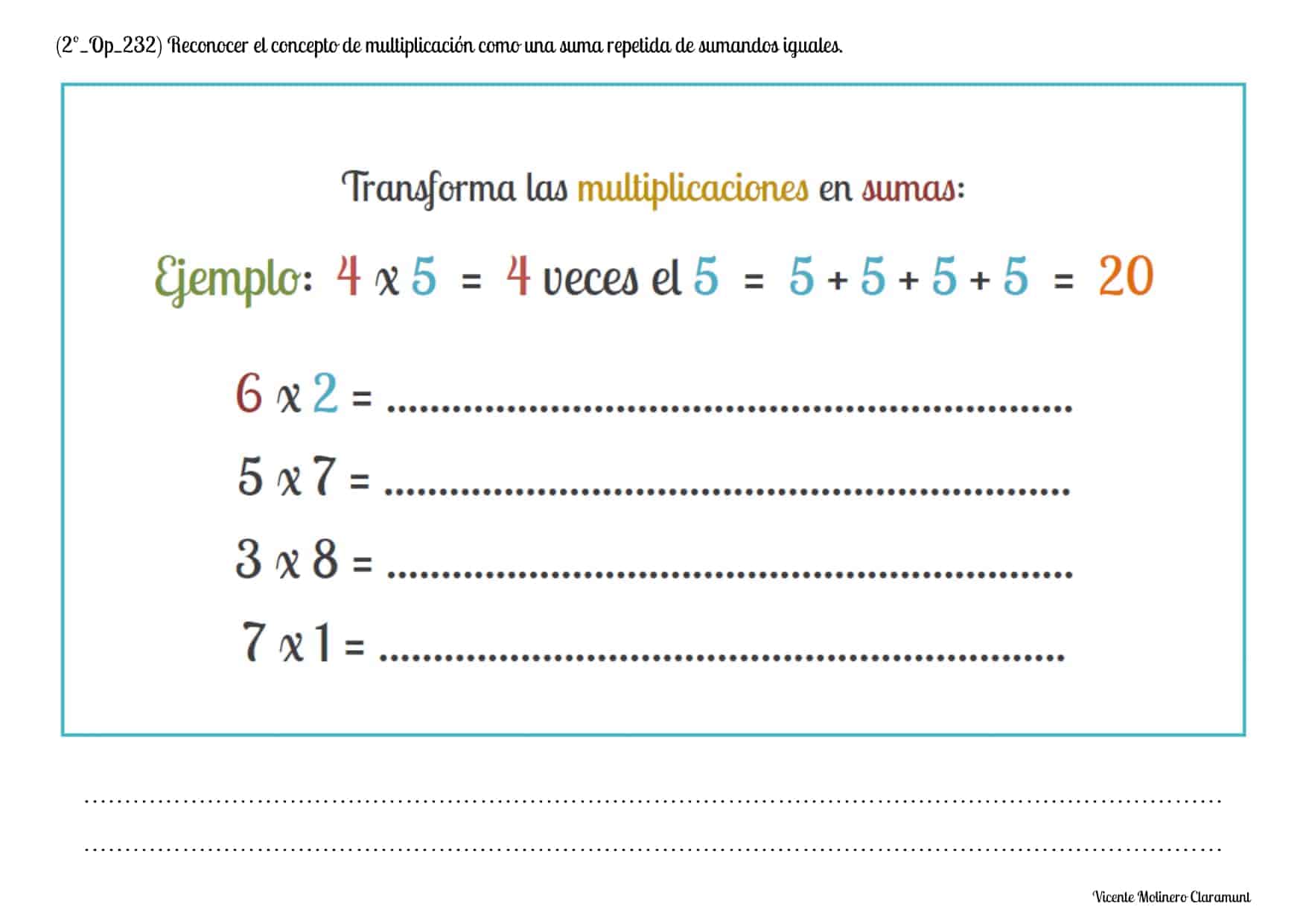 Hoja De Trabajo De Suma Repetida De Segundo Grado Razonamiento