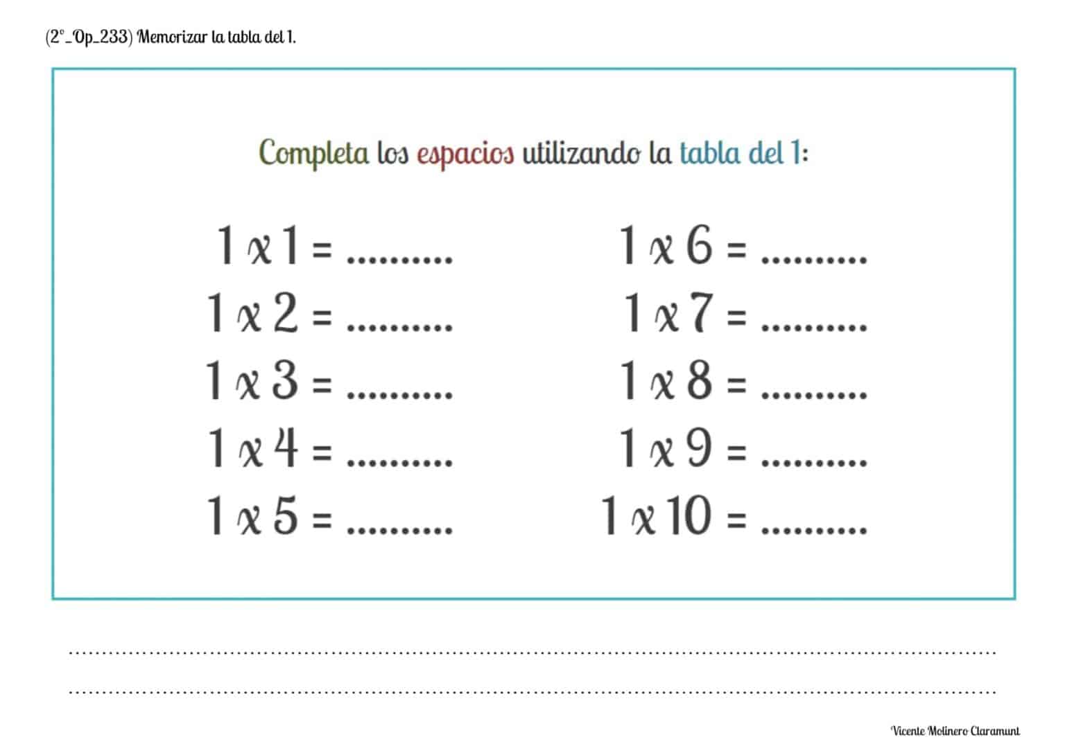 💙 MULTIPLICACIONES 💙 Segundo de Educación Primaria (7 años)