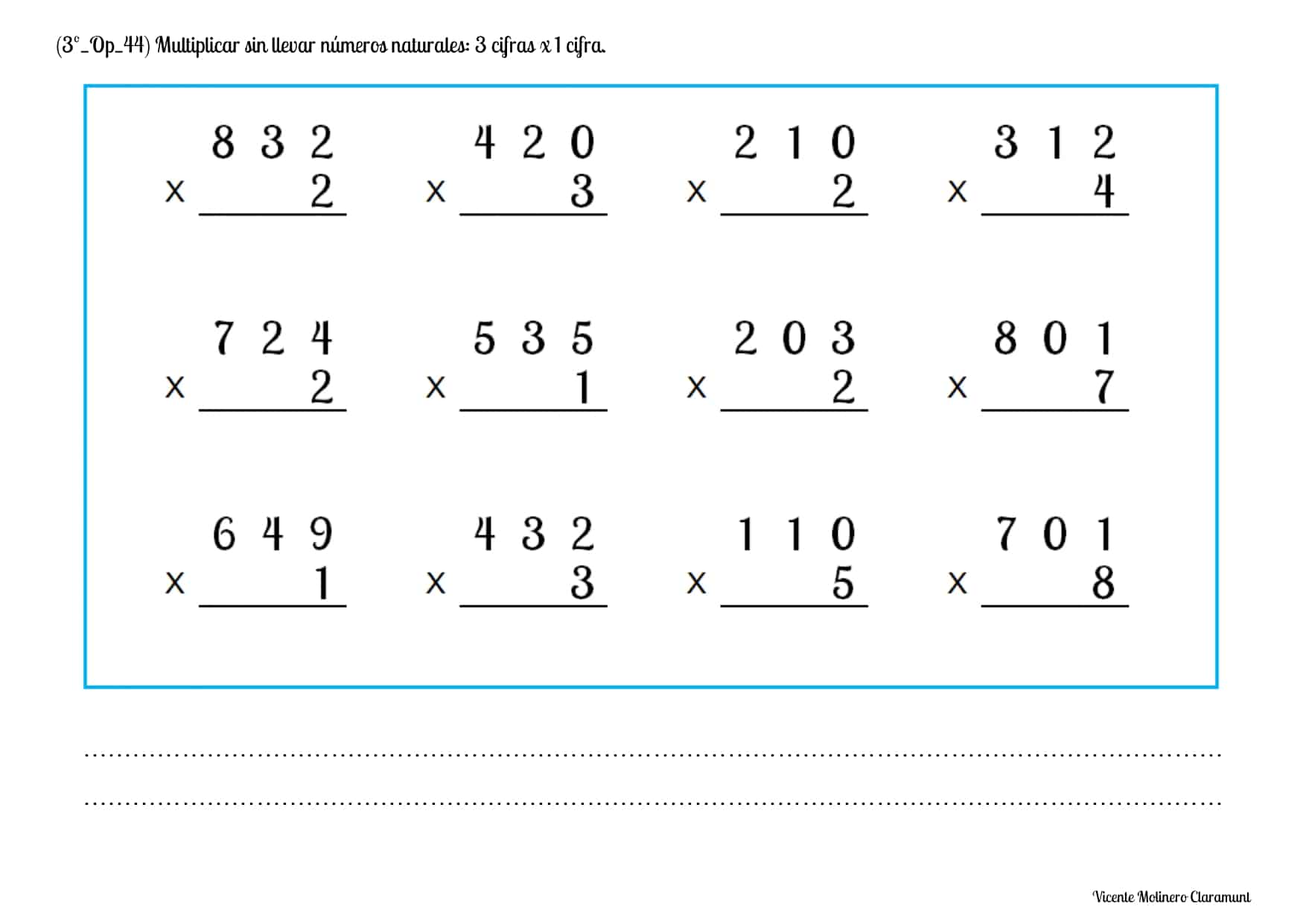 💙 MULTIPLICACIONES 💙 Tercero de Educación Primaria (8 años)
