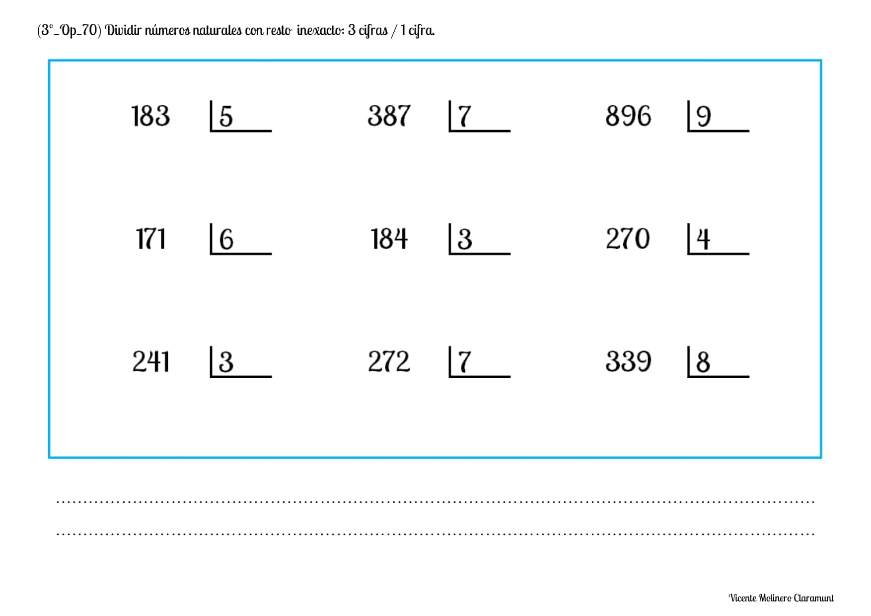 💙 DIVISIONES 💙 Tercero de Educación Primaria (8 años)