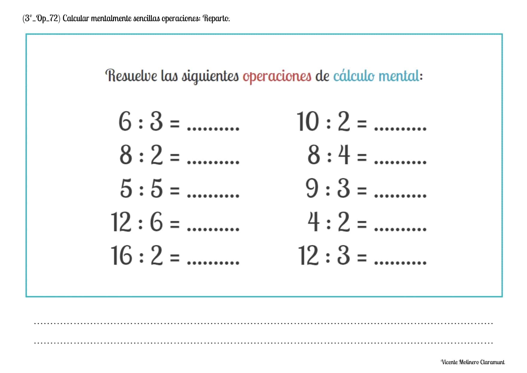 💙 DIVISIONES 💙 Tercero de Educación Primaria (8 años)