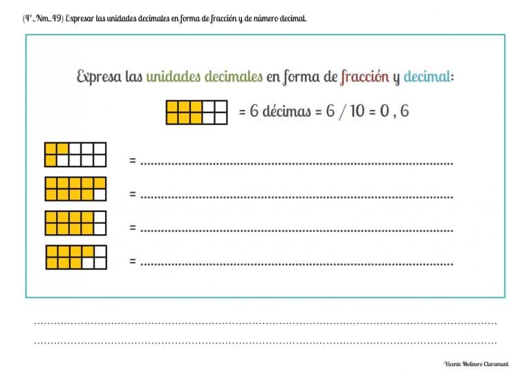 💙 NÚMEROS DECIMALES 💙 Cuarto Educación Primaria (9 años)