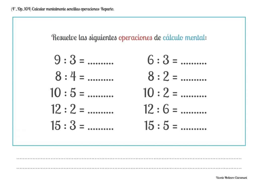 💙 DIVISIÓN POR 2 CIFRAS 💙 Cuarto de Educación Primaria (9 años)