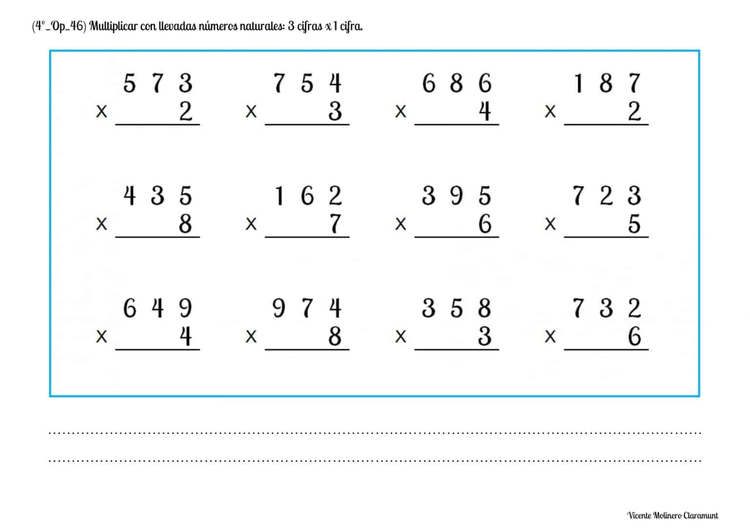 💙 MULTIPLICACIÓN POR 1 CIFRA 💙 Cuarto de Educación Primaria