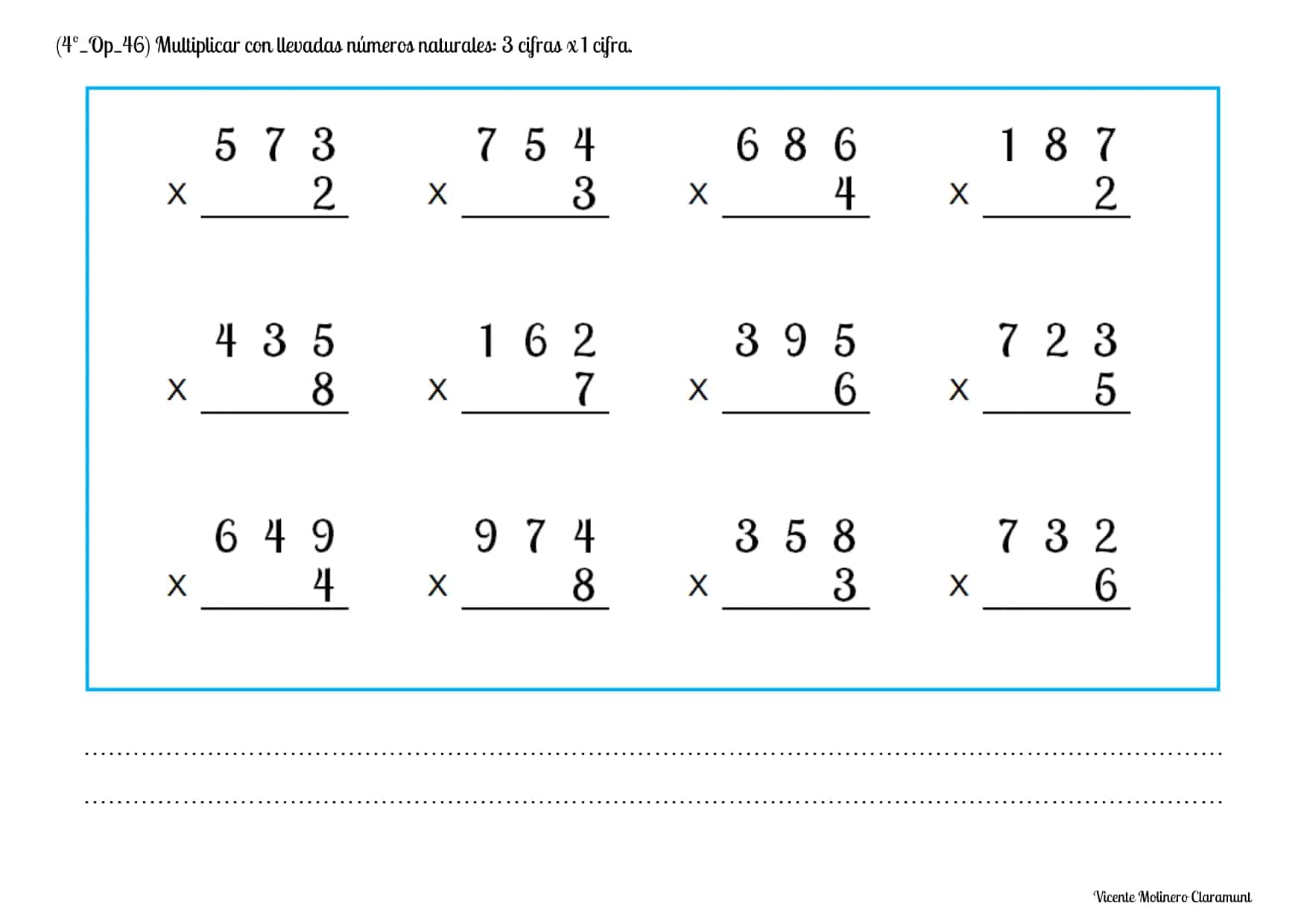 💙 MULTIPLICACIÓN POR 1 CIFRA 💙 Cuarto de Educación Primaria