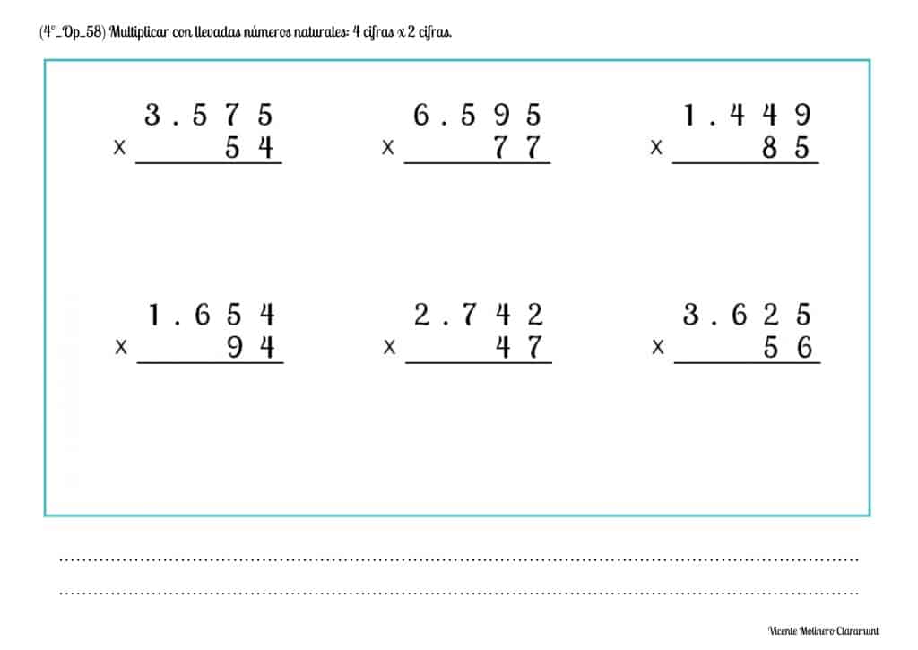 💙 MULTIPLICACIÓN POR 2 CIFRAS 💙 Cuarto de Educación Primaria