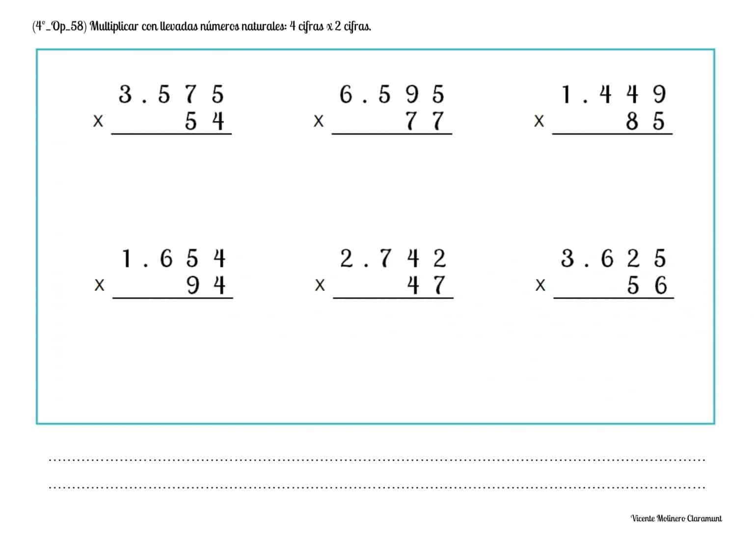 💙 MULTIPLICACIÓN POR 2 CIFRAS 💙 Cuarto de Educación Primaria