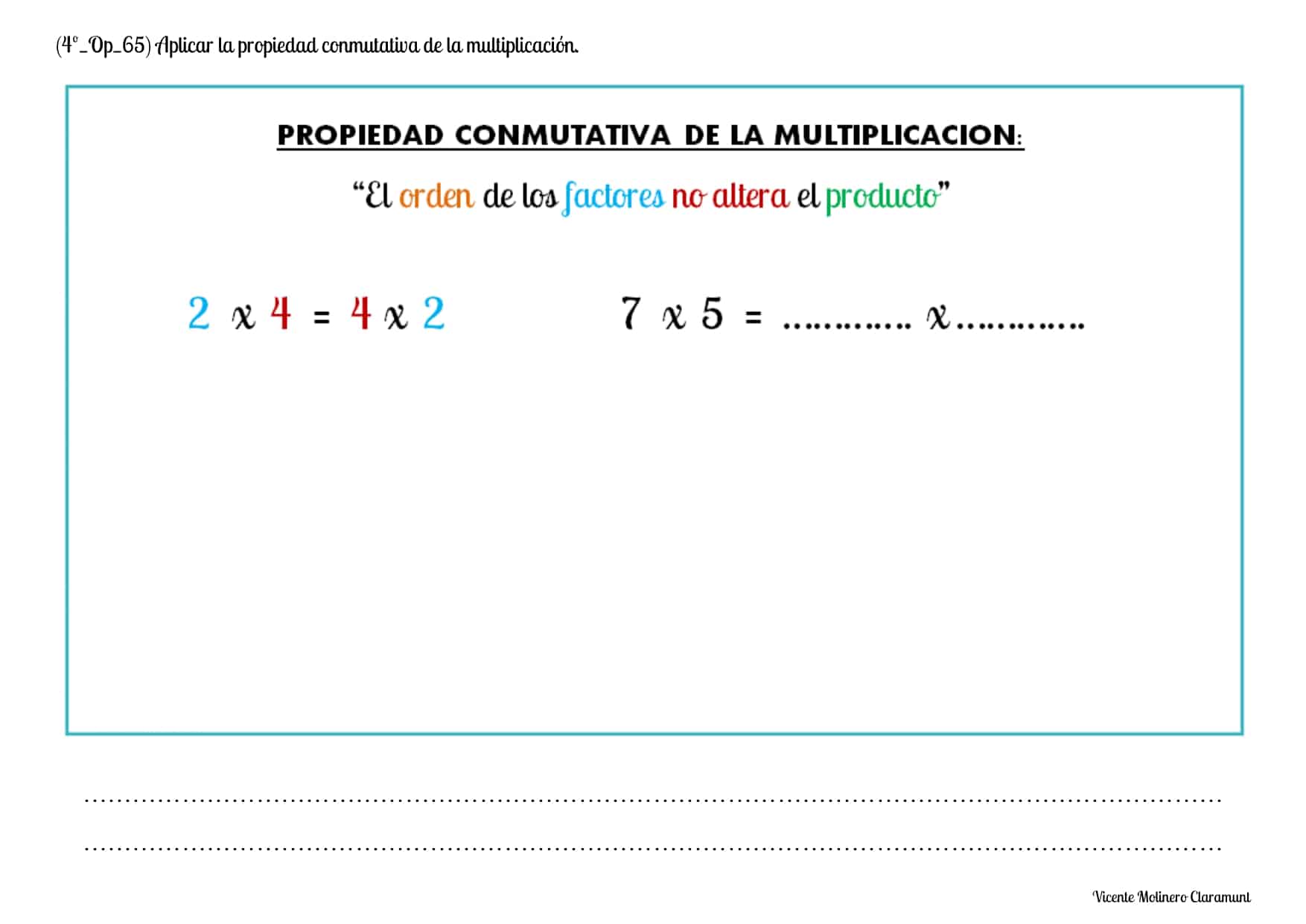 🔢 Aplicar la Propiedad Conmutativa de la Multiplicación 🔢 PDF