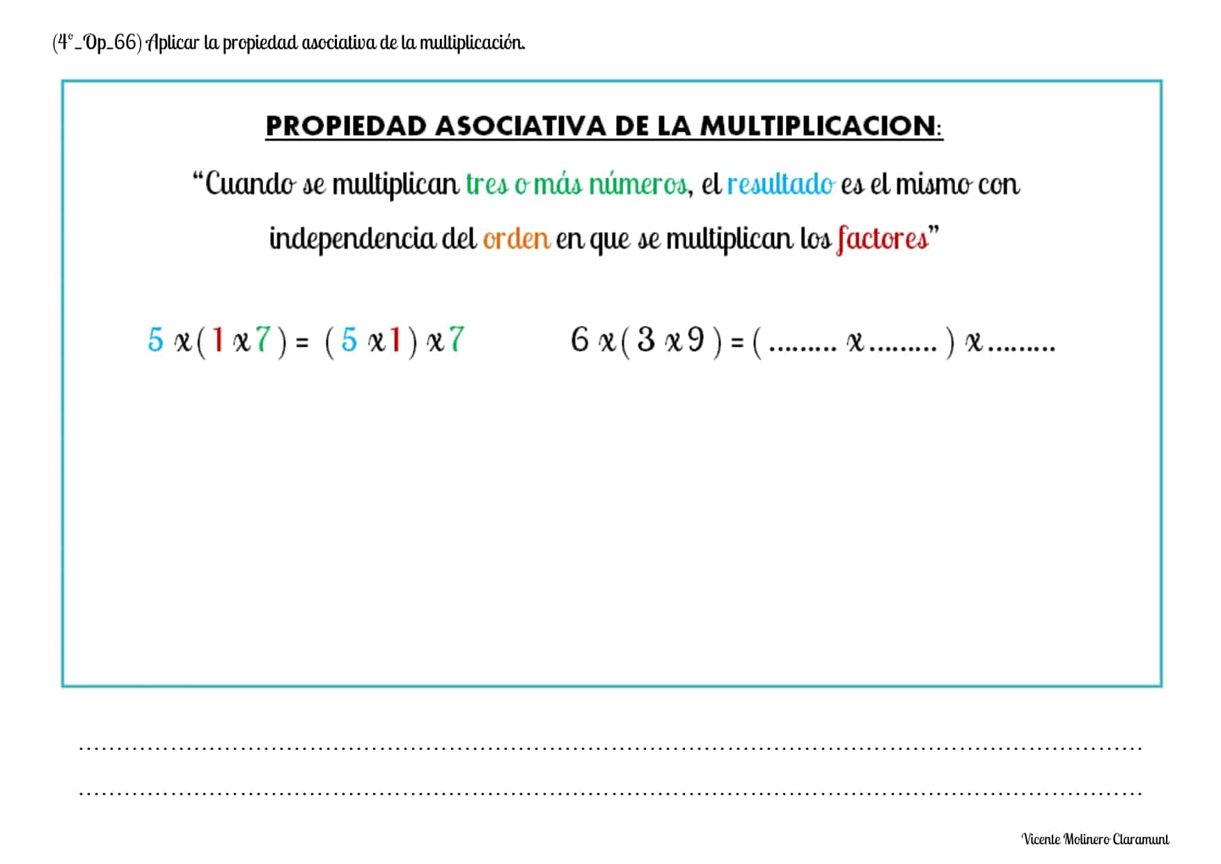🔢 Aplicar la Propiedad Asociativa de la Multiplicación 🔢 PDF