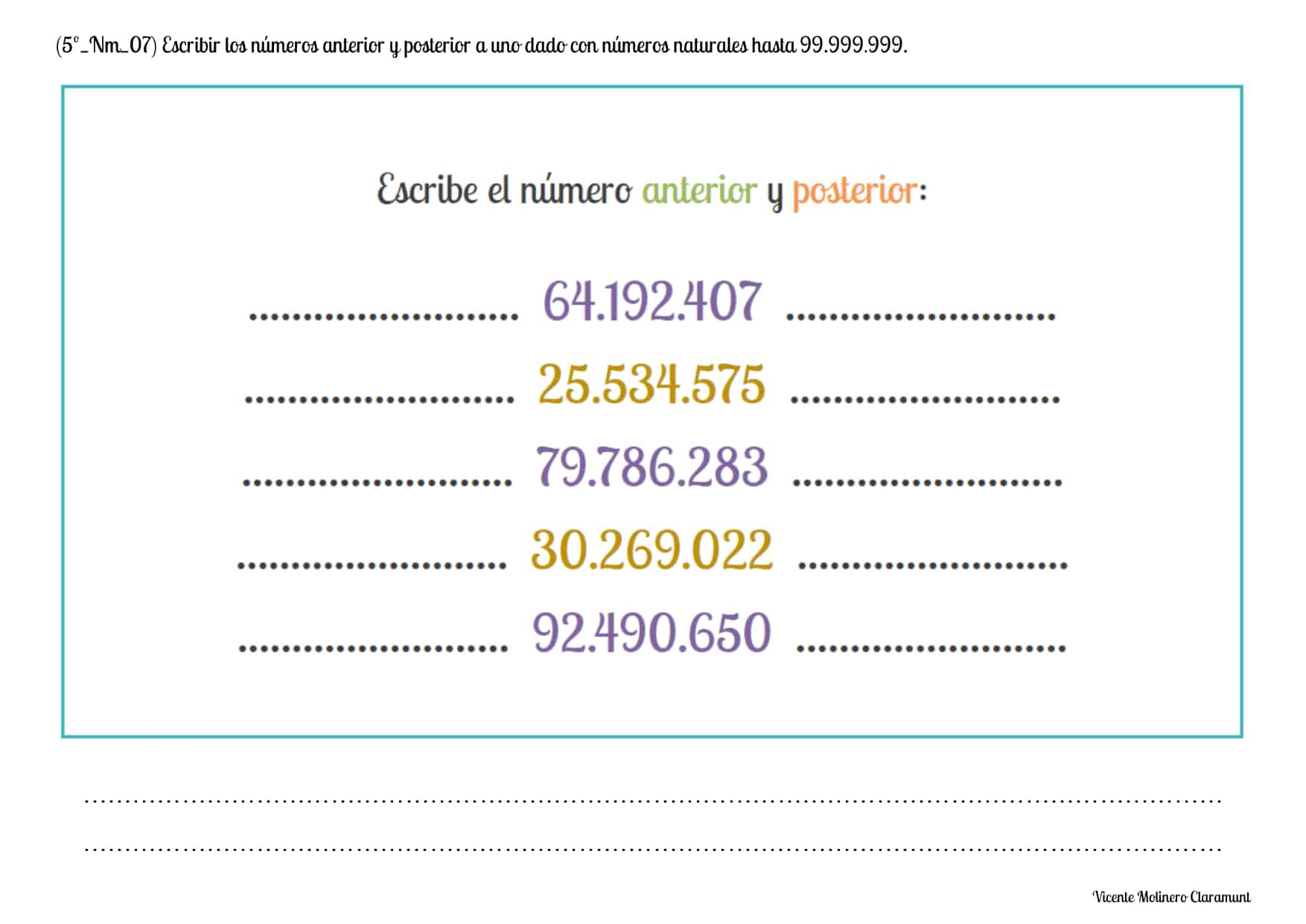 💙 NÚMEROS DEL 0 AL 99.999.999 💙 Quinto Educación Primaria