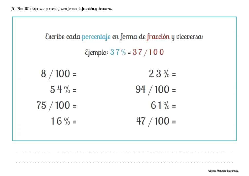 💙 PORCENTAJES 💙 Quinto Educación Primaria (10 años)