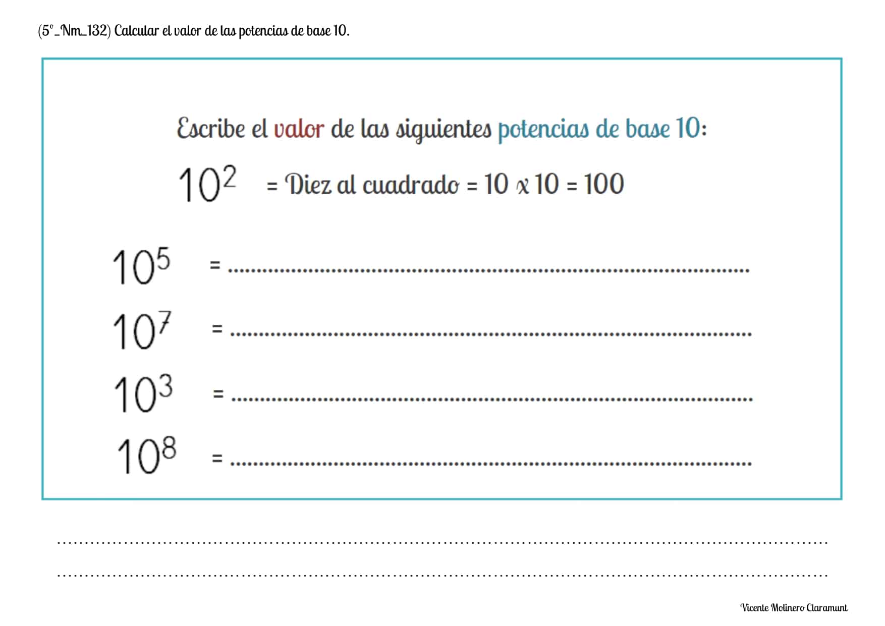🔢 Calcular el Valor de las Potencias de Base 10 🔢 PDF