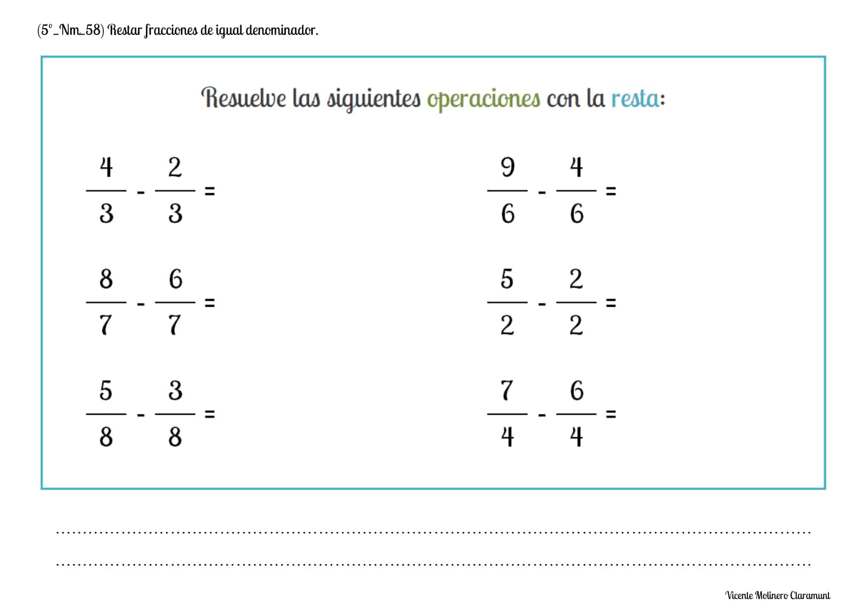 💙 FRACCIONES 💙 Tercero de Educación Primaria (8 años)