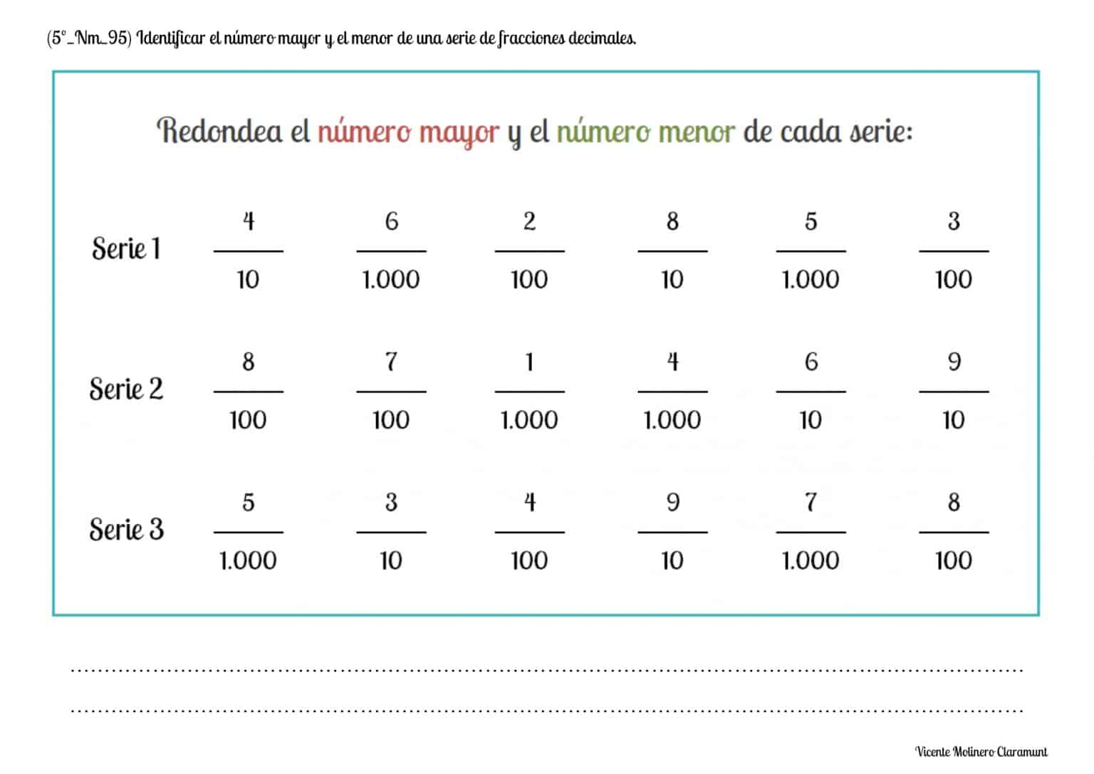 📚 Fracciones Decimales 📚 6º Educación Primaria