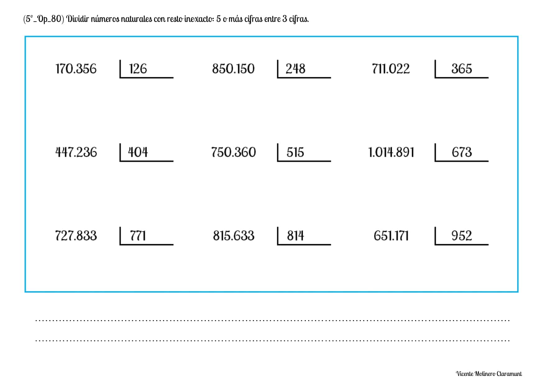 Ejercicio De Divisiones Para 5to Grado Images