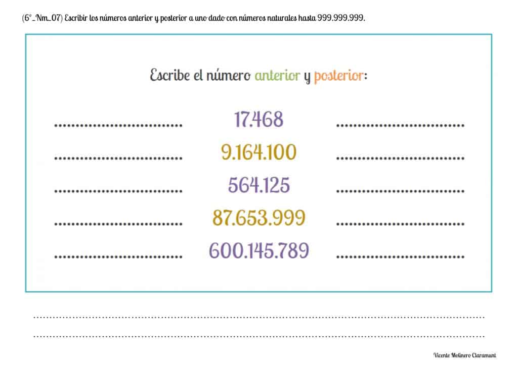 💙 NÚMEROS DEL 0 AL 999.999.999 💙 Sexto Educación Primaria