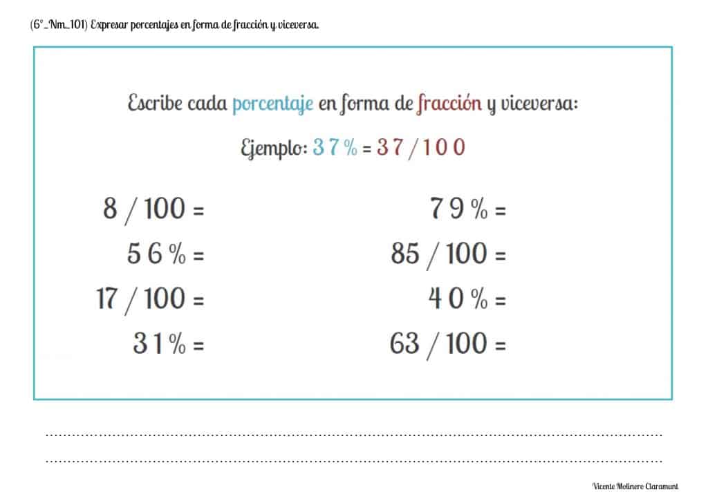 💙 PORCENTAJES 💙 Sexto Educación Primaria (11 años)