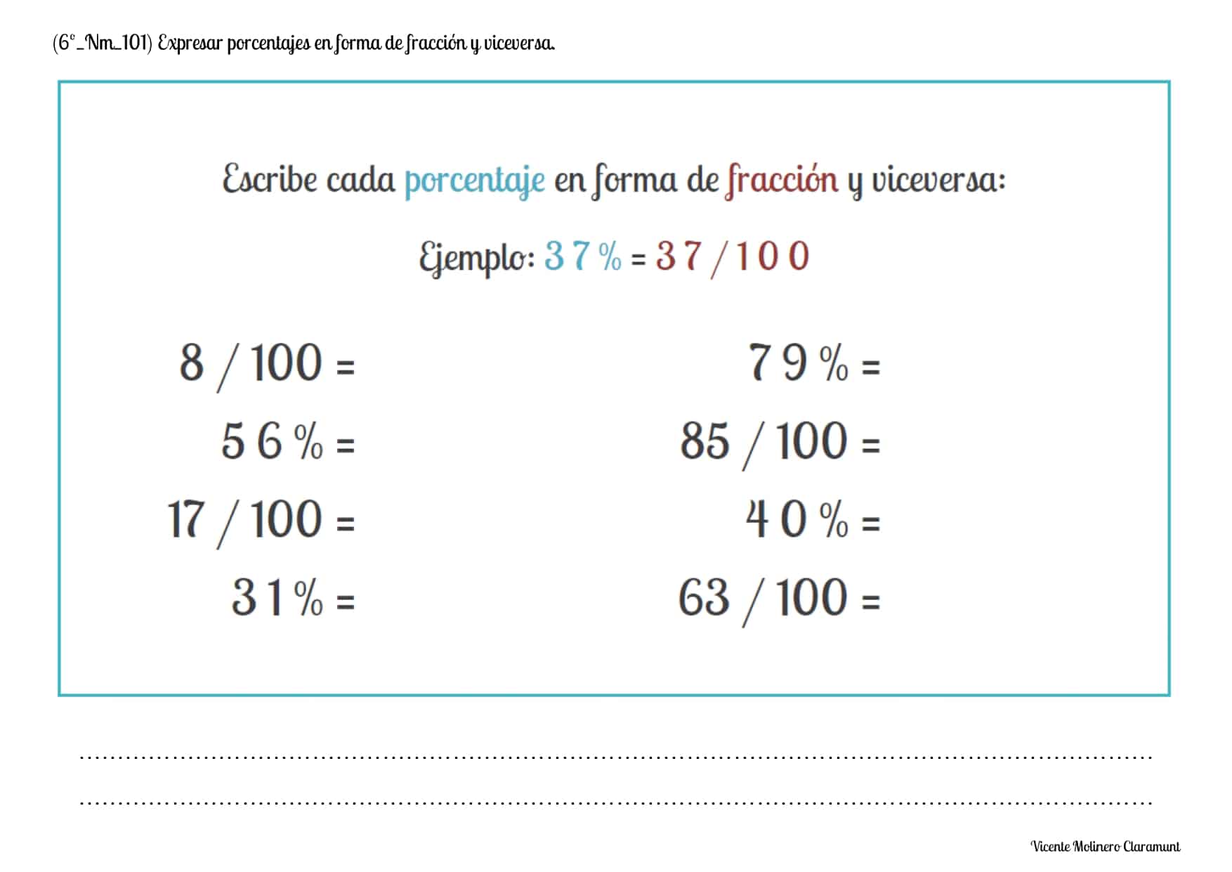 💙 PORCENTAJES 💙 Sexto Educación Primaria (11 años)