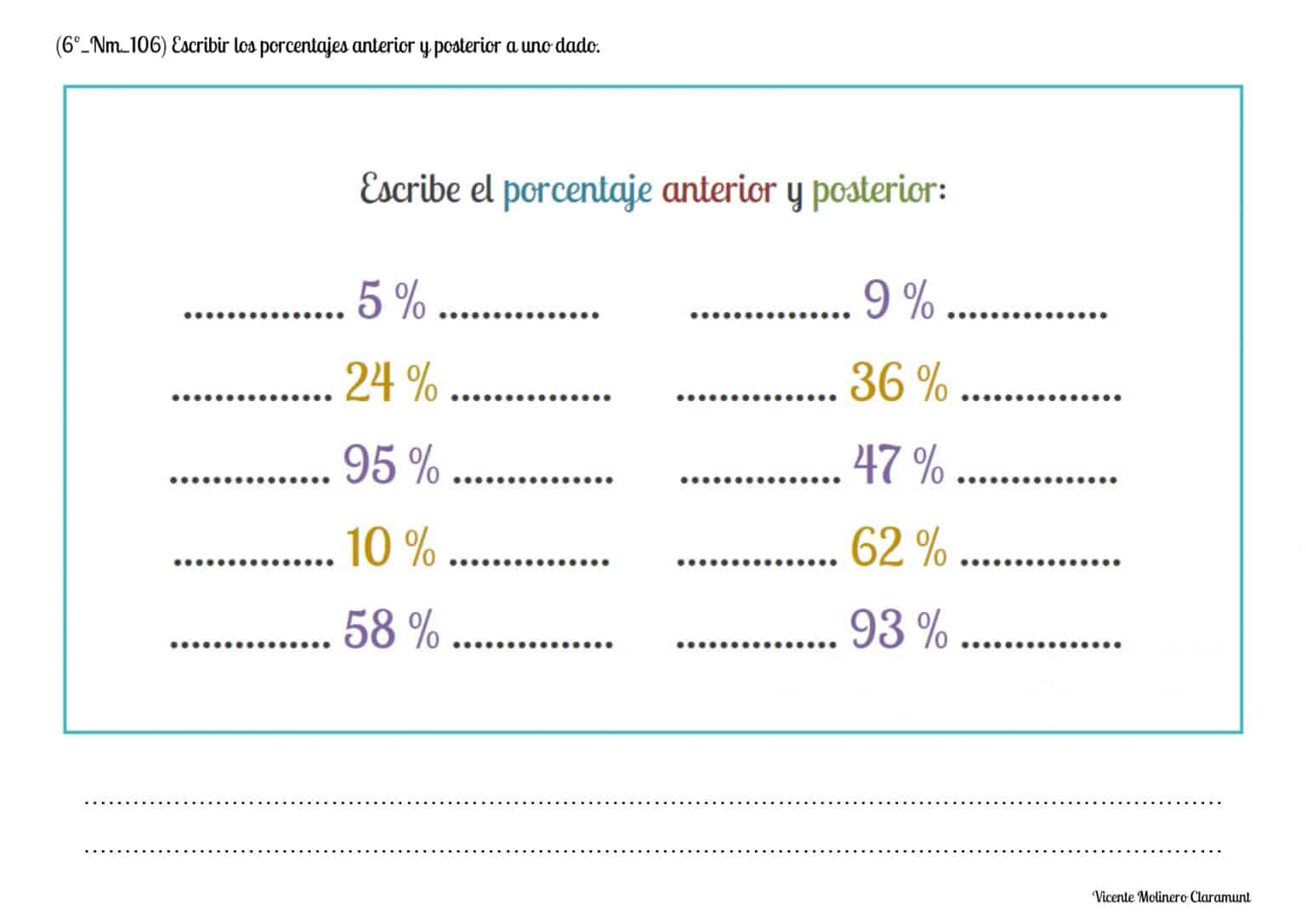 💙 PORCENTAJES 💙 Sexto Educación Primaria (11 años)
