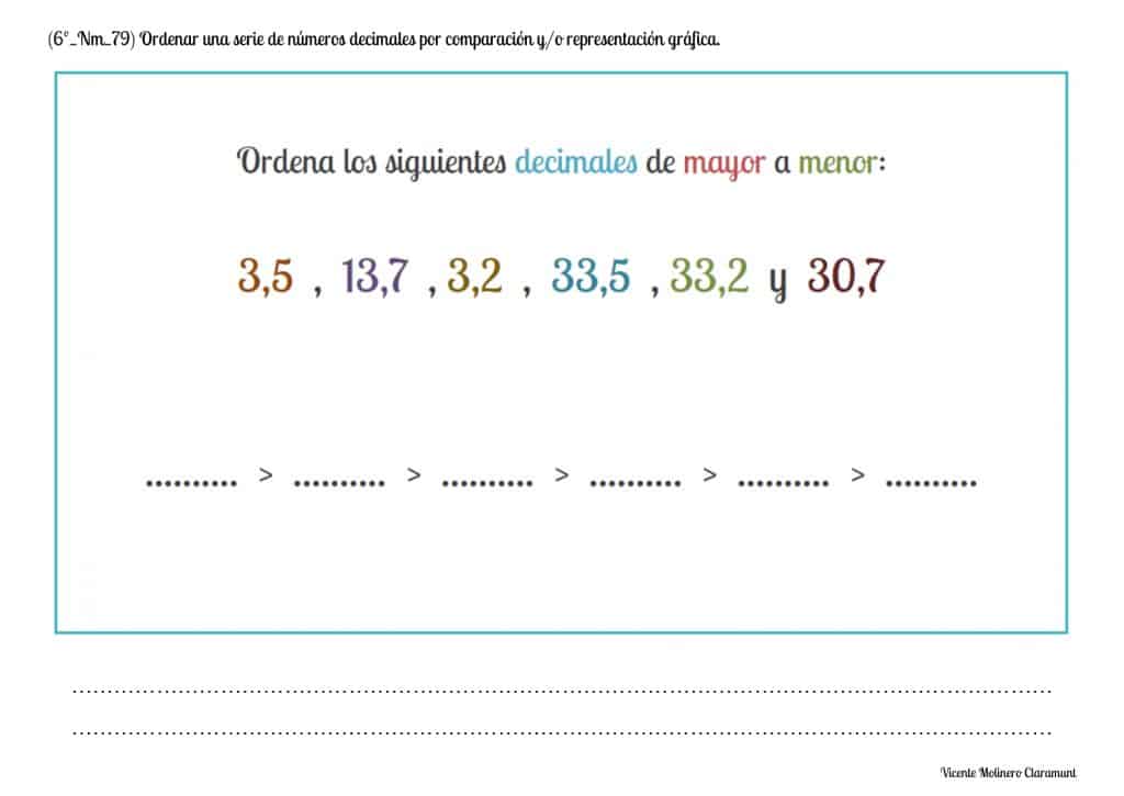 💙 NÚMEROS DECIMALES 💙 Sexto Educación Primaria (11 años)